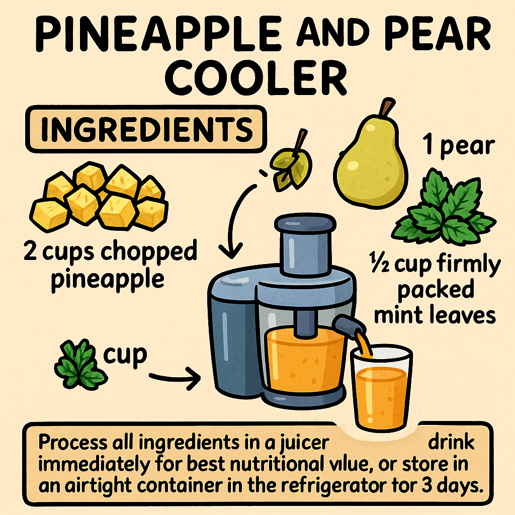 Pineapple & Pear Cooler Recipe – Refreshing Digestive Health Juice