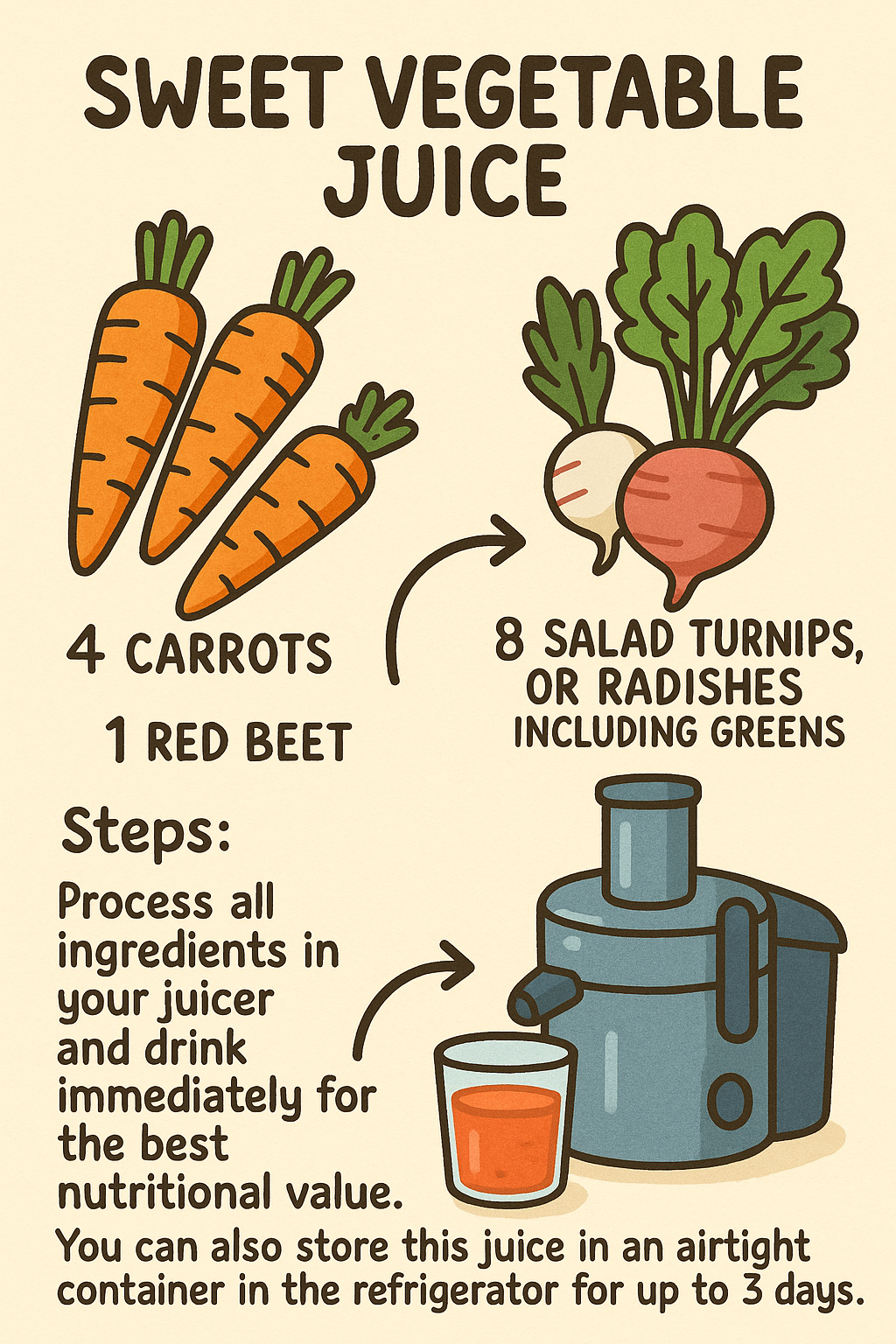 Sweet Vegetable Juice Recipe & Health Benefits