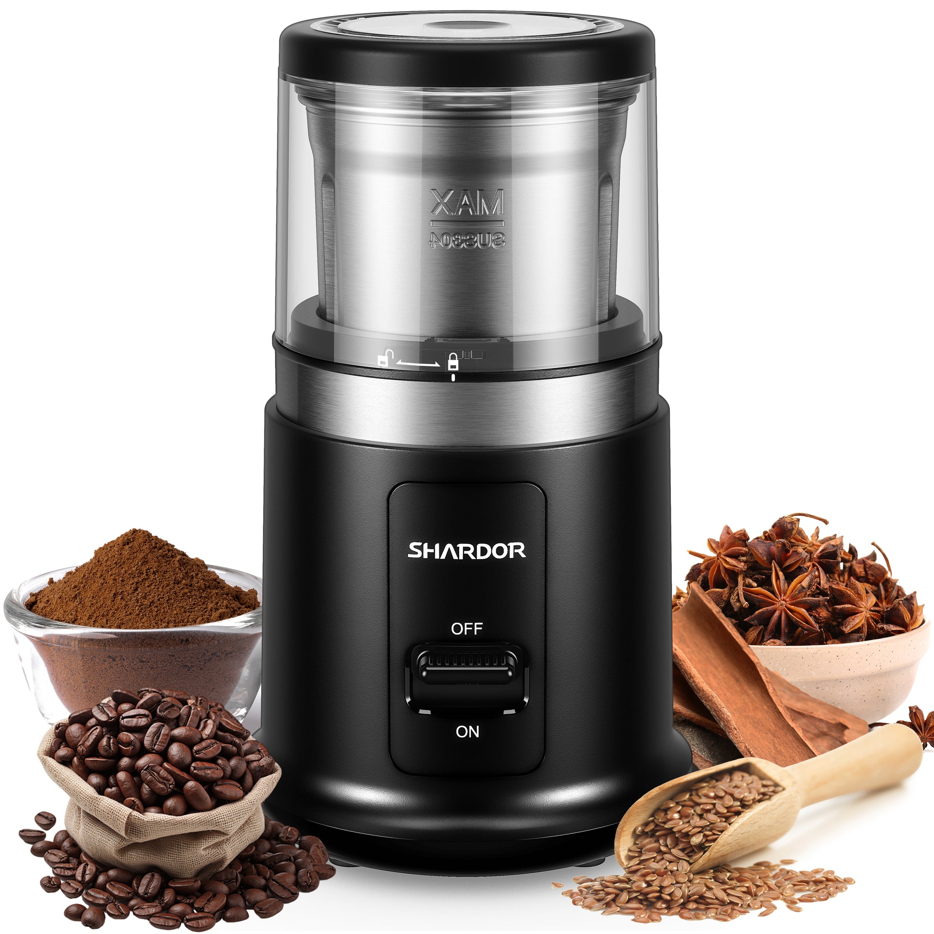 Black Burr Coffee Grinder | Precision Timer - Shardor