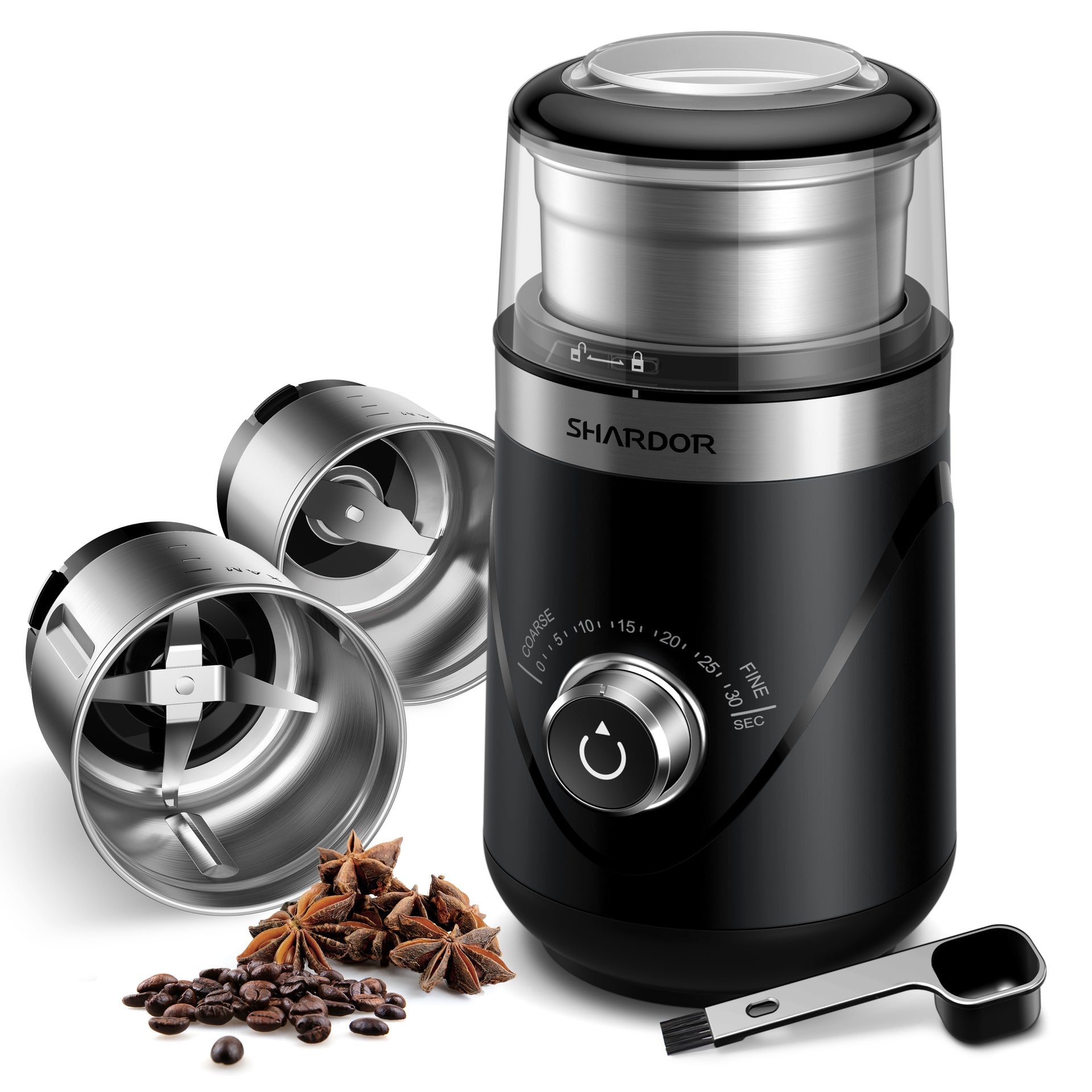 64mm Flat Burr Grinder | 100 Settings & LED Timer - Shardor